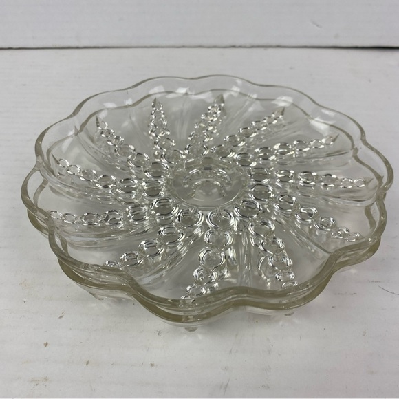 Dining | Vintage Glass Snack Plates Set Of 2 Round Dots Scalloped ...
